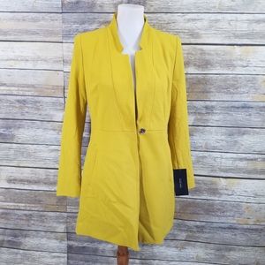 Zara | Jackets & Coats | Nwt Zara Yellow Inverted Collar Blazer Coat ...
